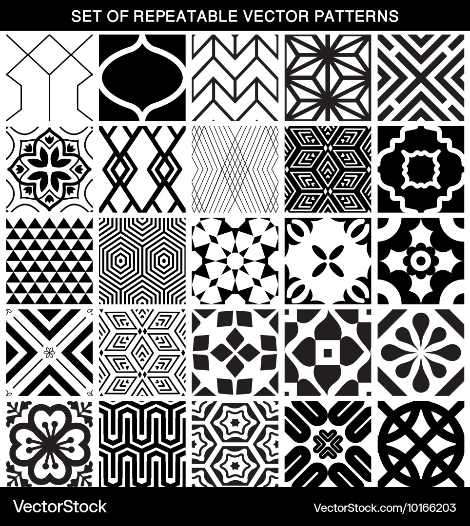 Set of different seamless patterns Royalty Free Vector Image
