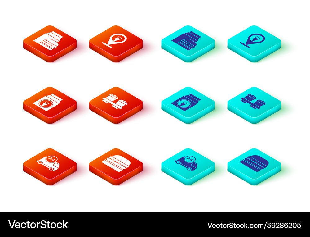 Set fast delivery by car burger online ordering Vector Image