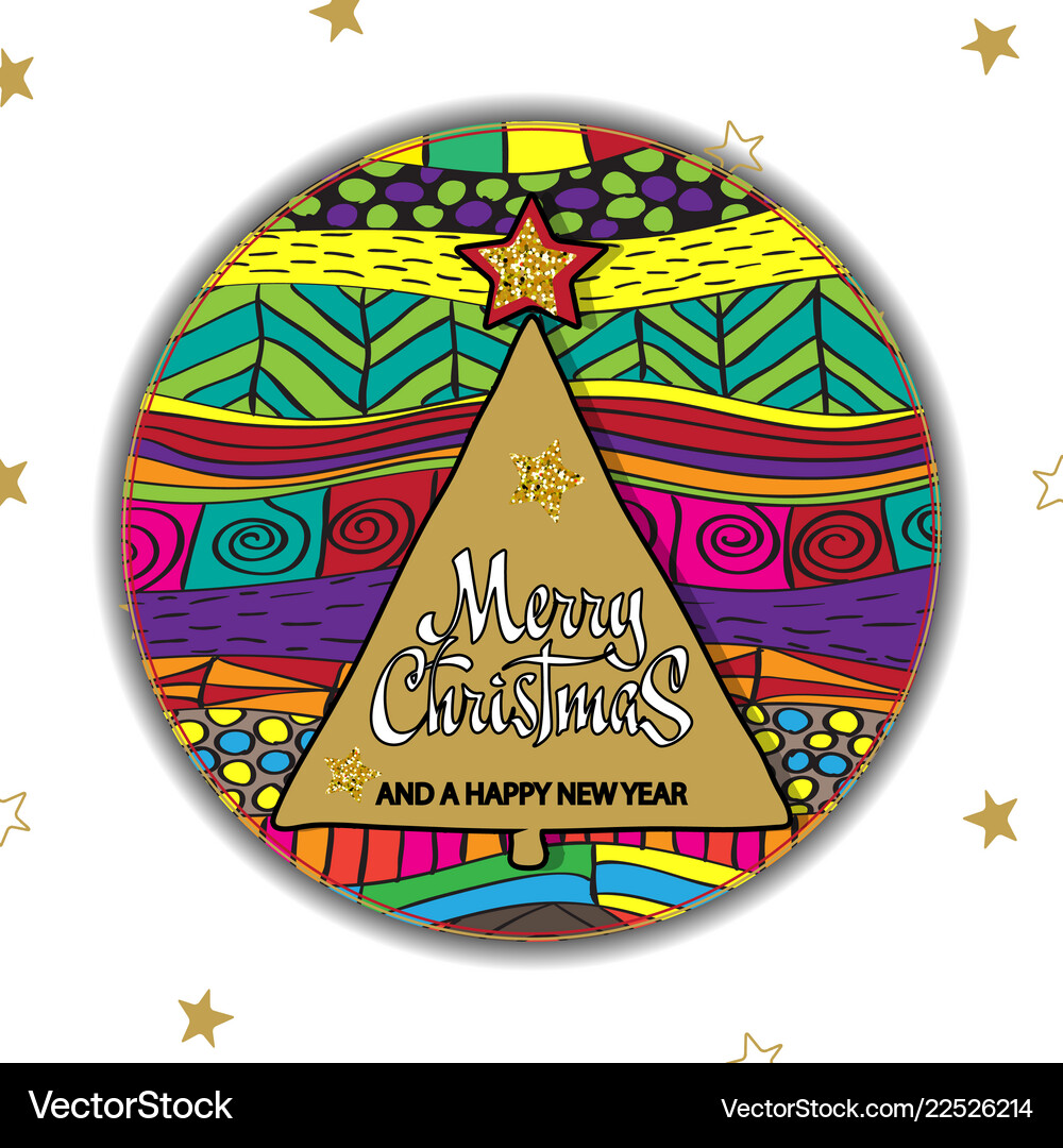 Merry christmas card with creative christmas tree Vector Image