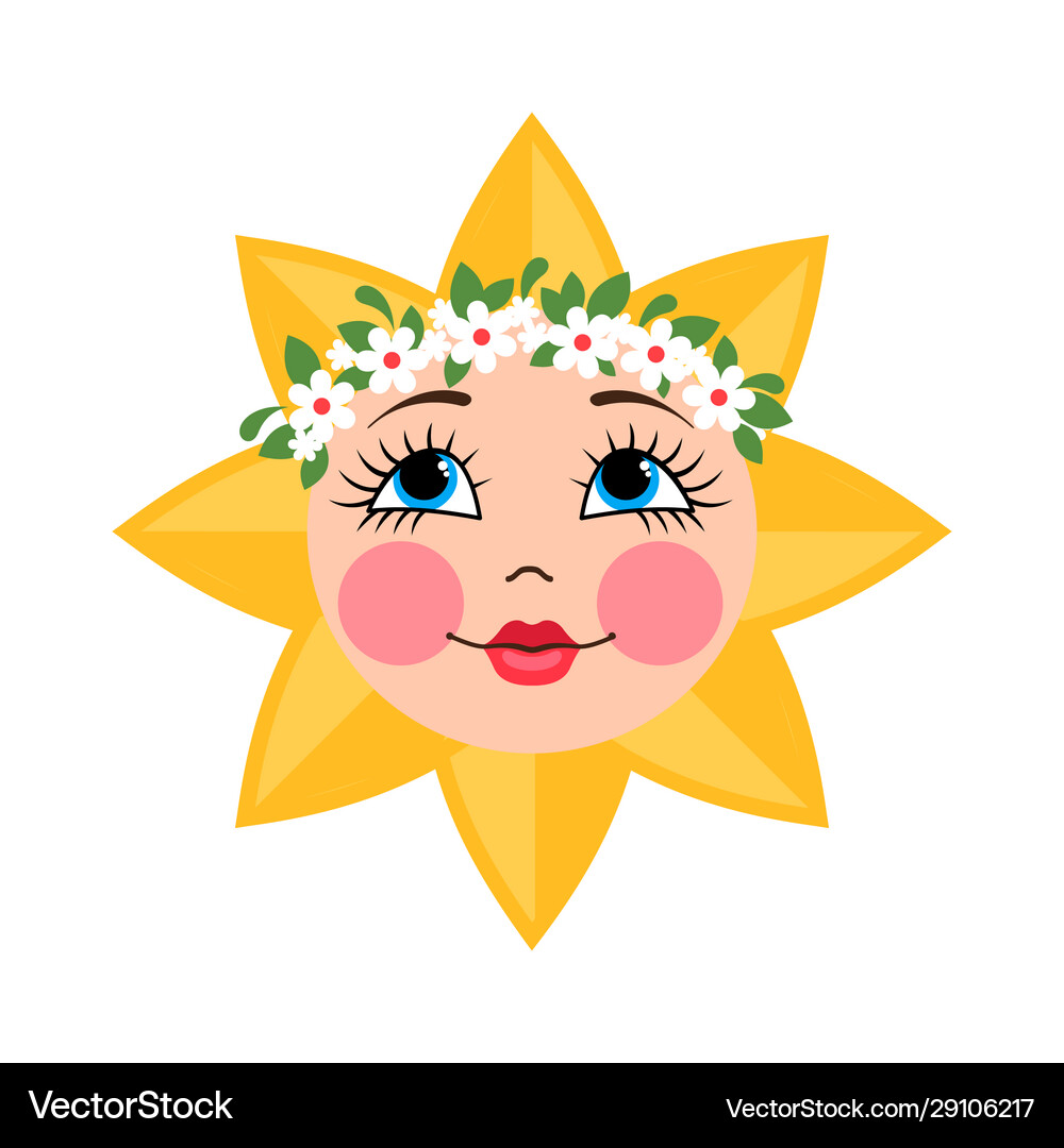 Cute sun icon in flat style isolated Royalty Free Vector