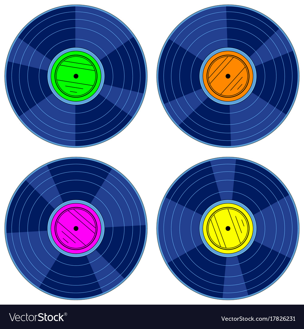 Gramophone record disk set Royalty Free Vector Image