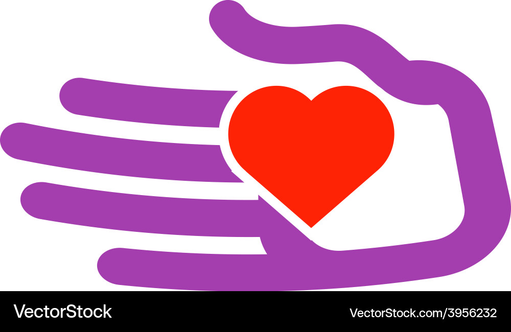 Hand and heart logo design template Royalty Free Vector