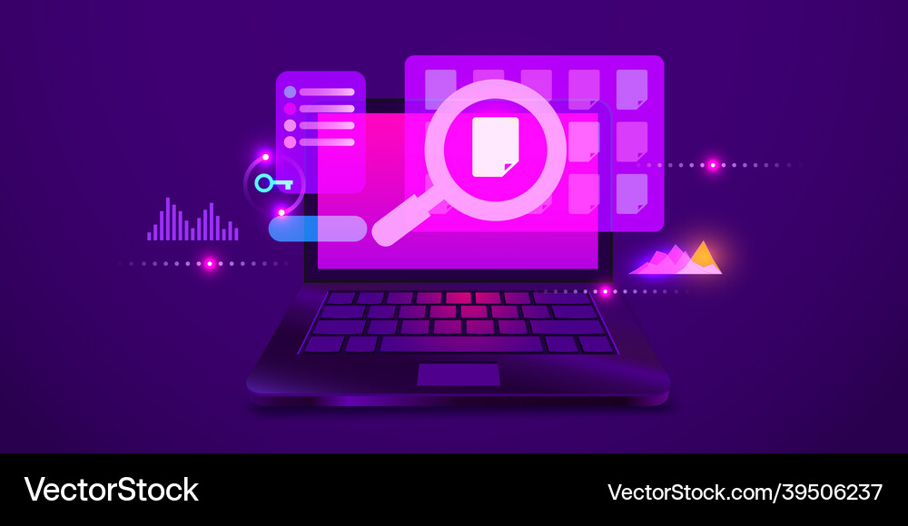 Searching file or data on laptop modern Royalty Free Vector