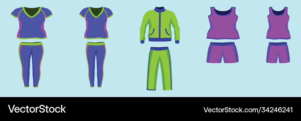 Set tracksuit with various models cartoon icon Vector Image