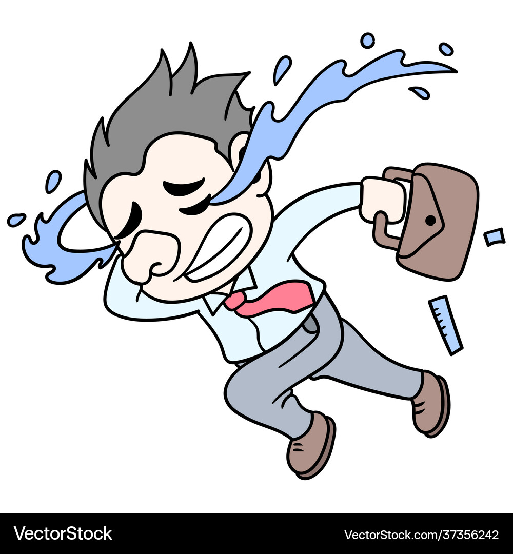 A man running crying sadly because he was fired Vector Image