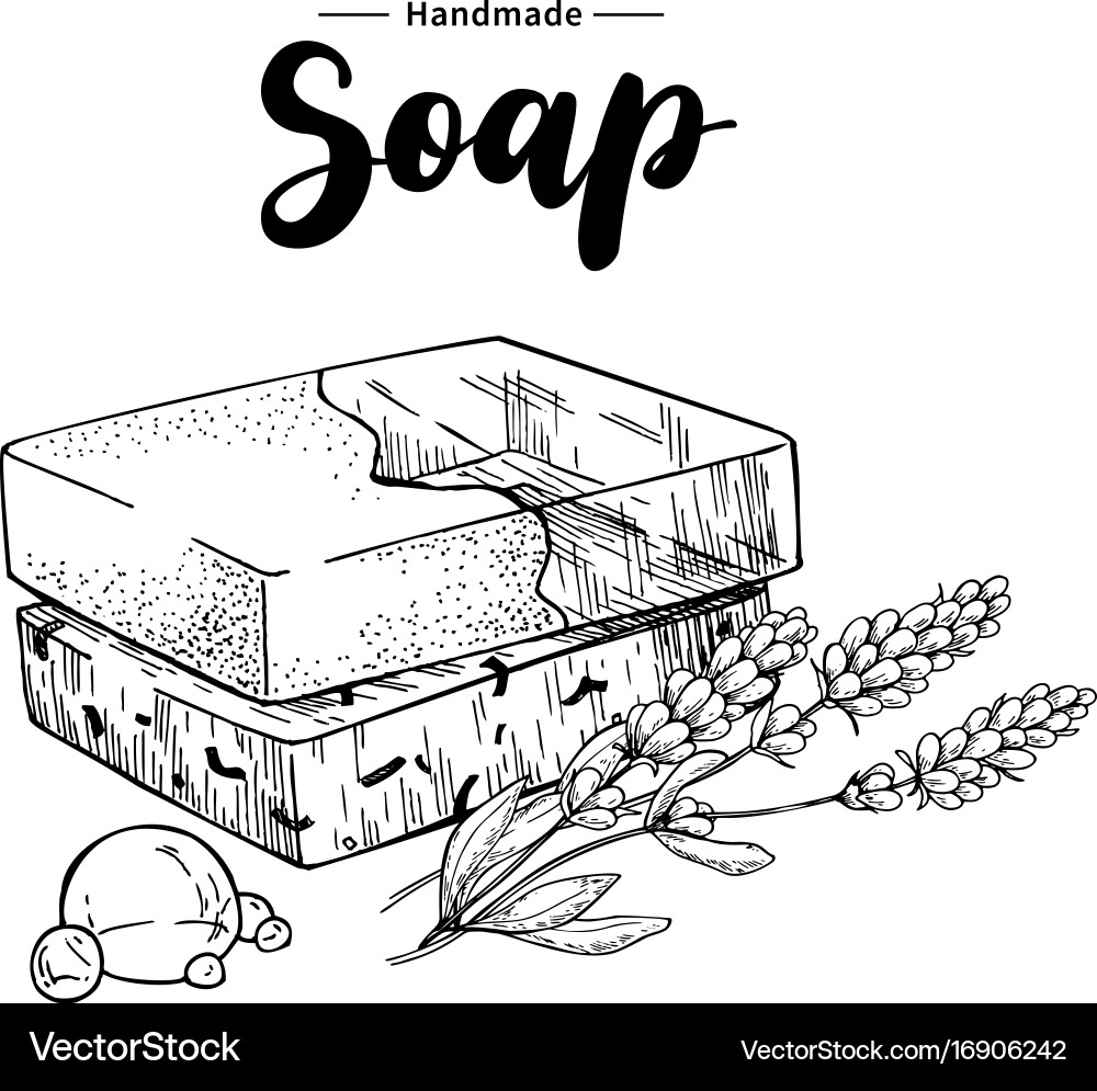 Handmade natural soap hand drawn Royalty Free Vector Image