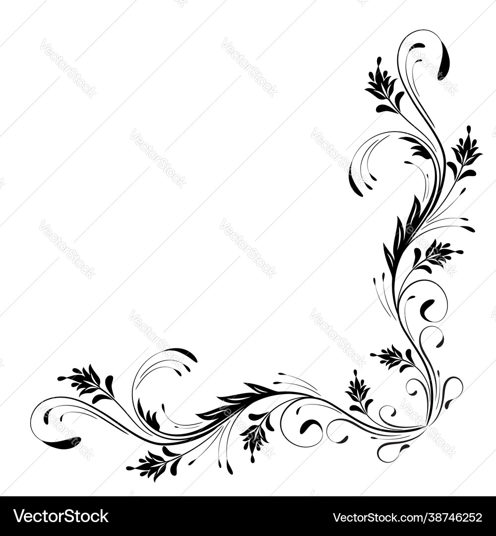 Decorative floral corner ornament for stencil Vector Image