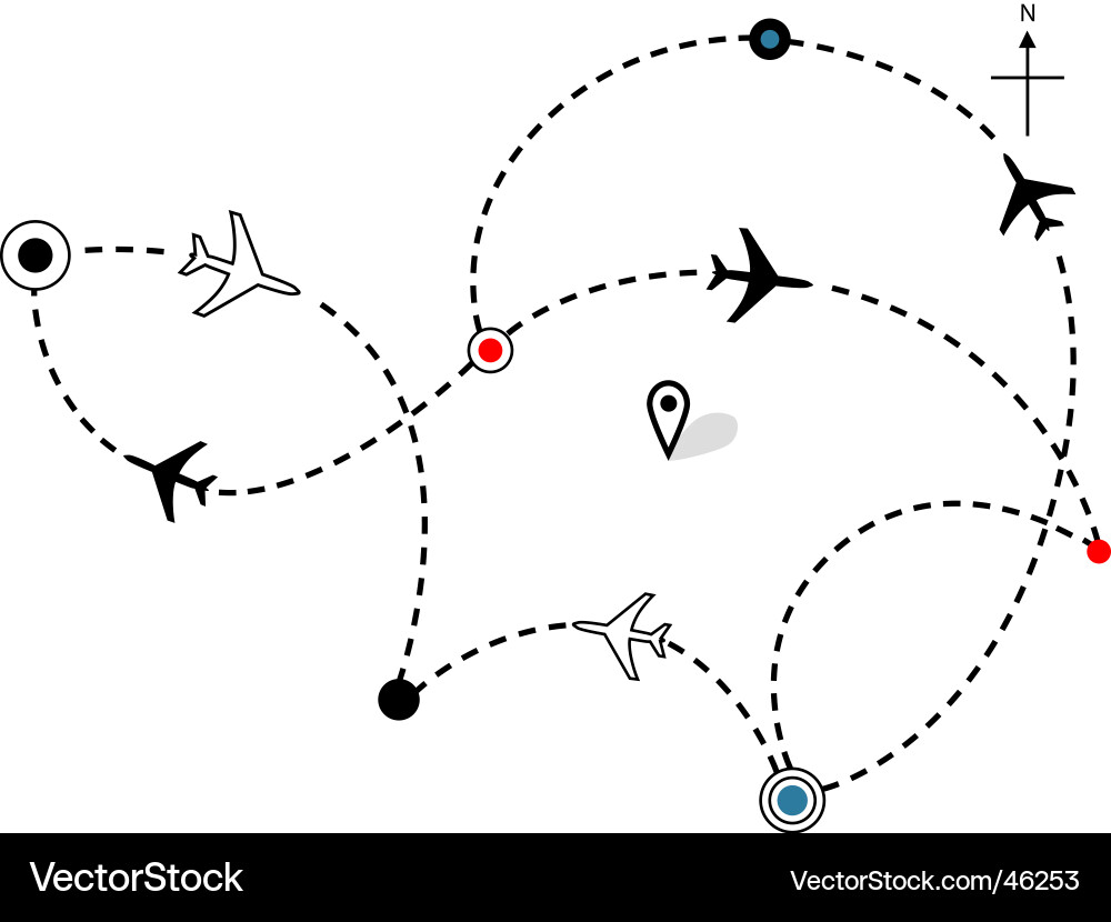 Airline plane flight path Royalty Free Vector Image