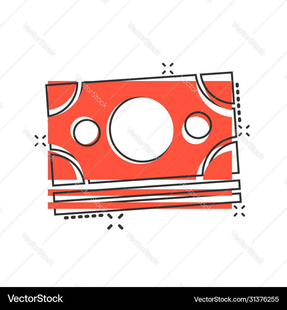 Dollar currency banknote icon in comic style Vector Image
