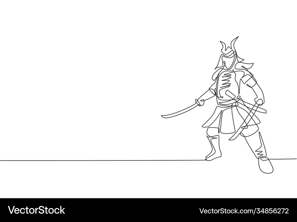 Single continuous line drawing young strong Vector Image