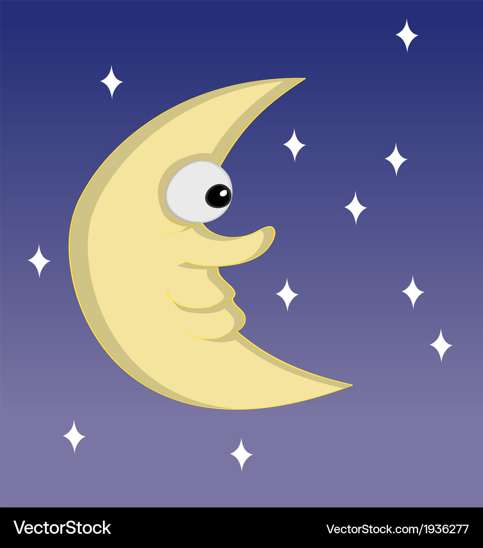 Half moon cartoon Royalty Free Vector Image - VectorStock