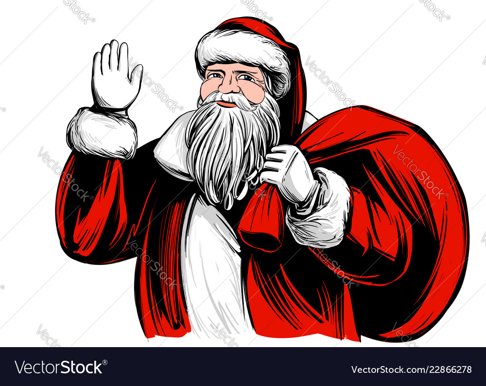 Santa claus christmas symbol hand drawn Royalty Free Vector