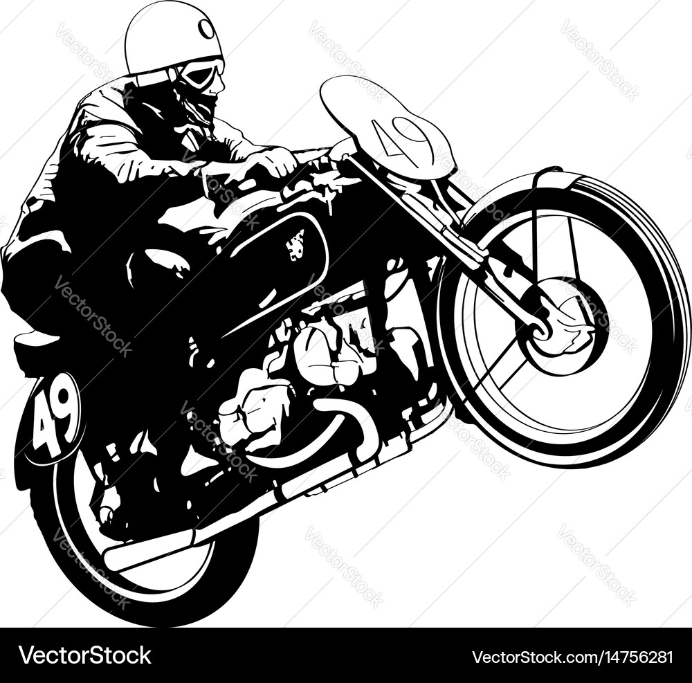 Vintage motorcycle racer Royalty Free Vector Image