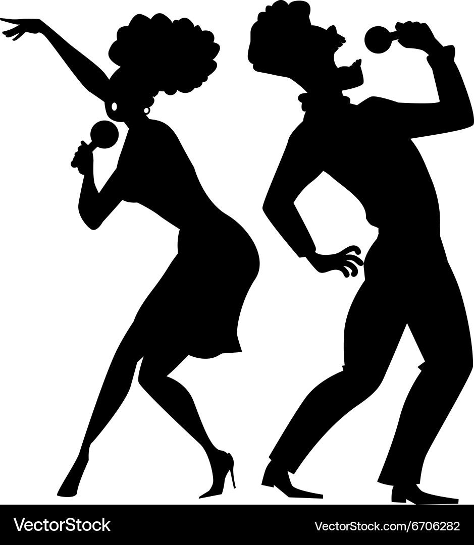 Singing duet silhouette Royalty Free Vector Image