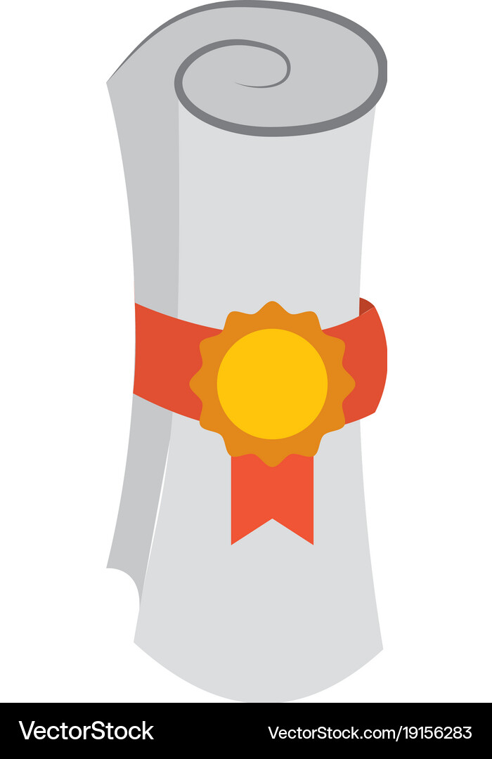 Winner diploma rolled with medal Royalty Free Vector Image
