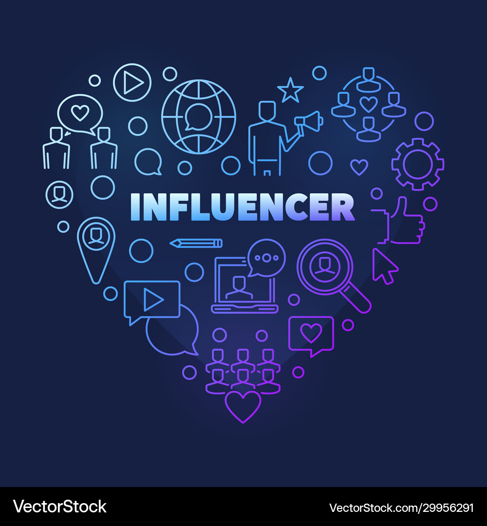 Influencer heart concept colored thin line Vector Image
