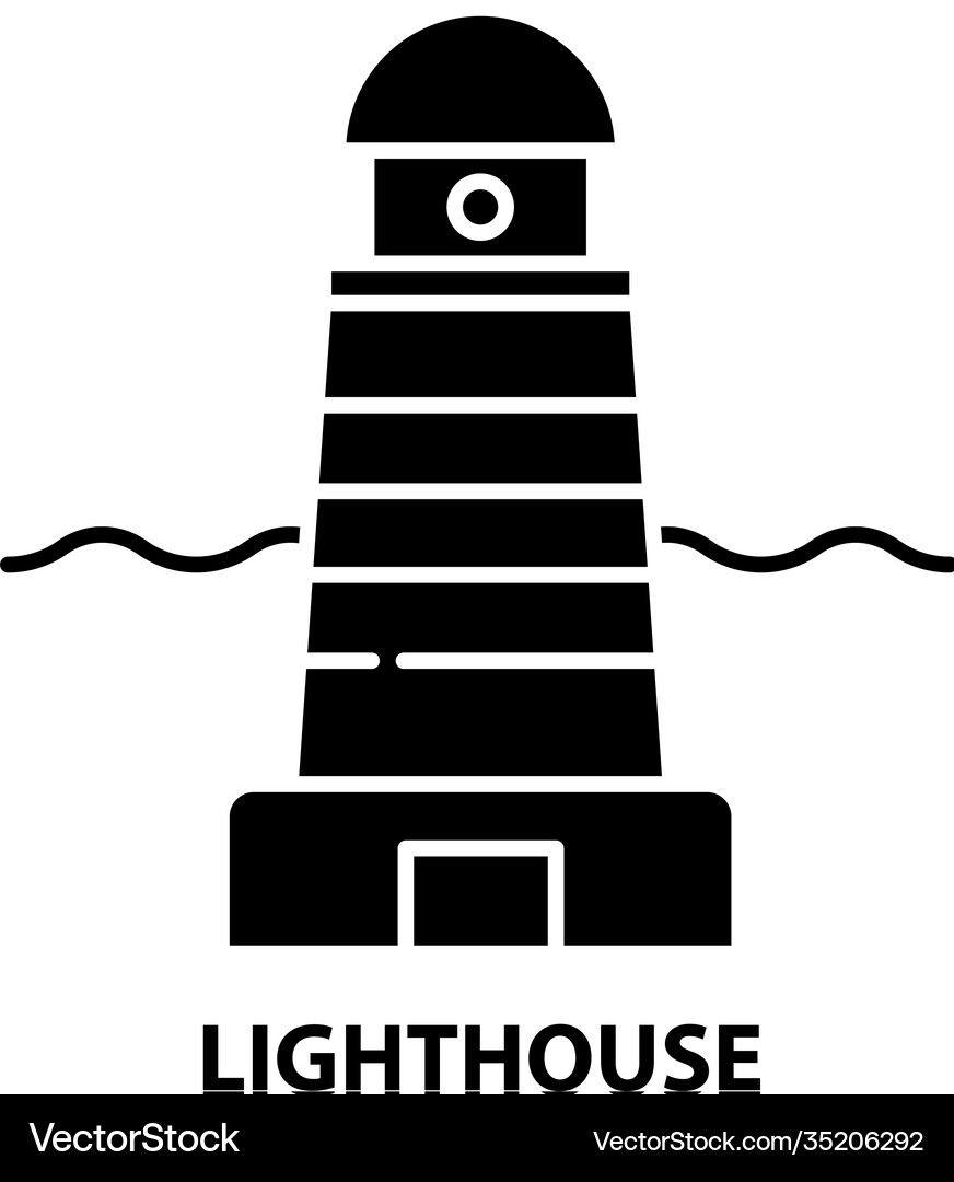Lighthouse icon black sign with editable Vector Image