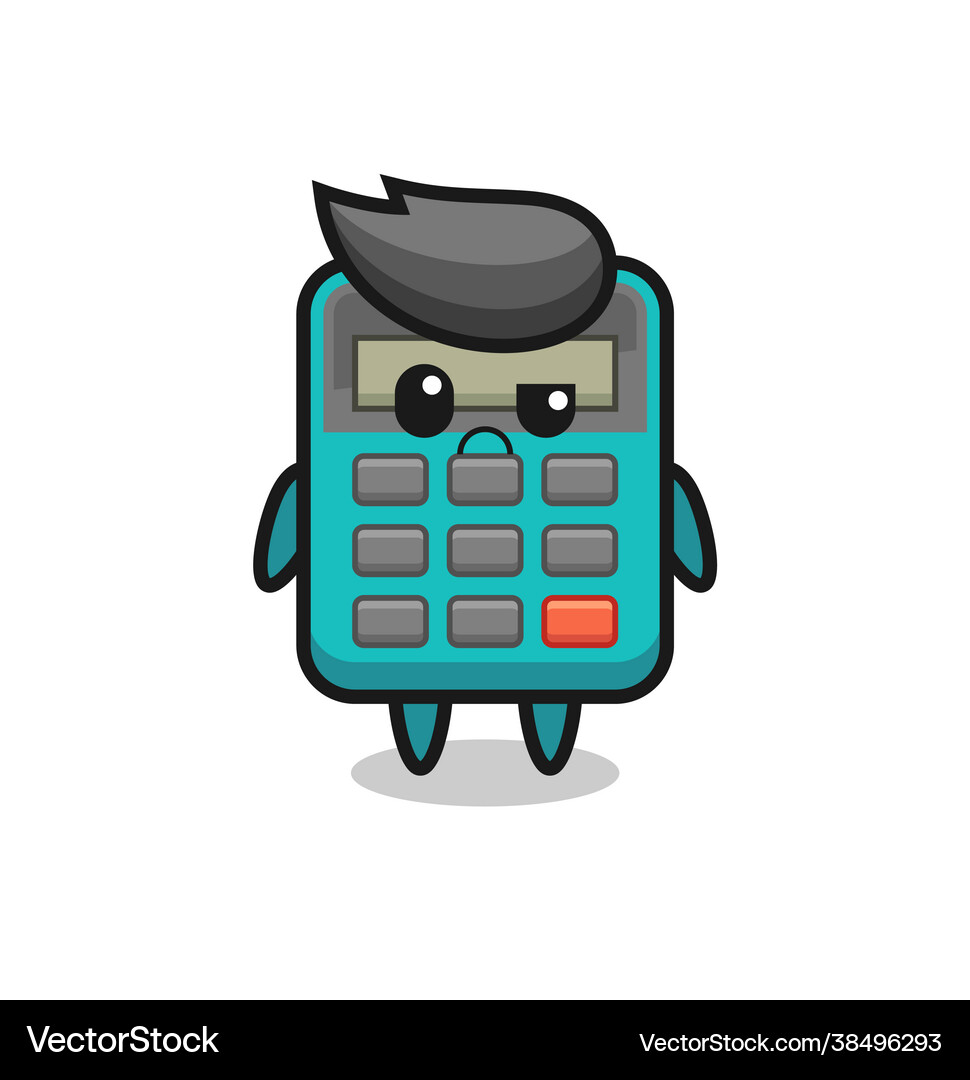 Mascot calculator with sceptical face Royalty Free Vector