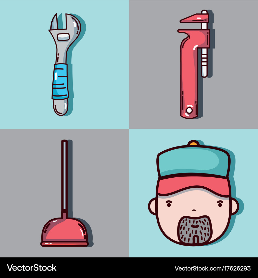 Set mechanical tool to repair service Royalty Free Vector