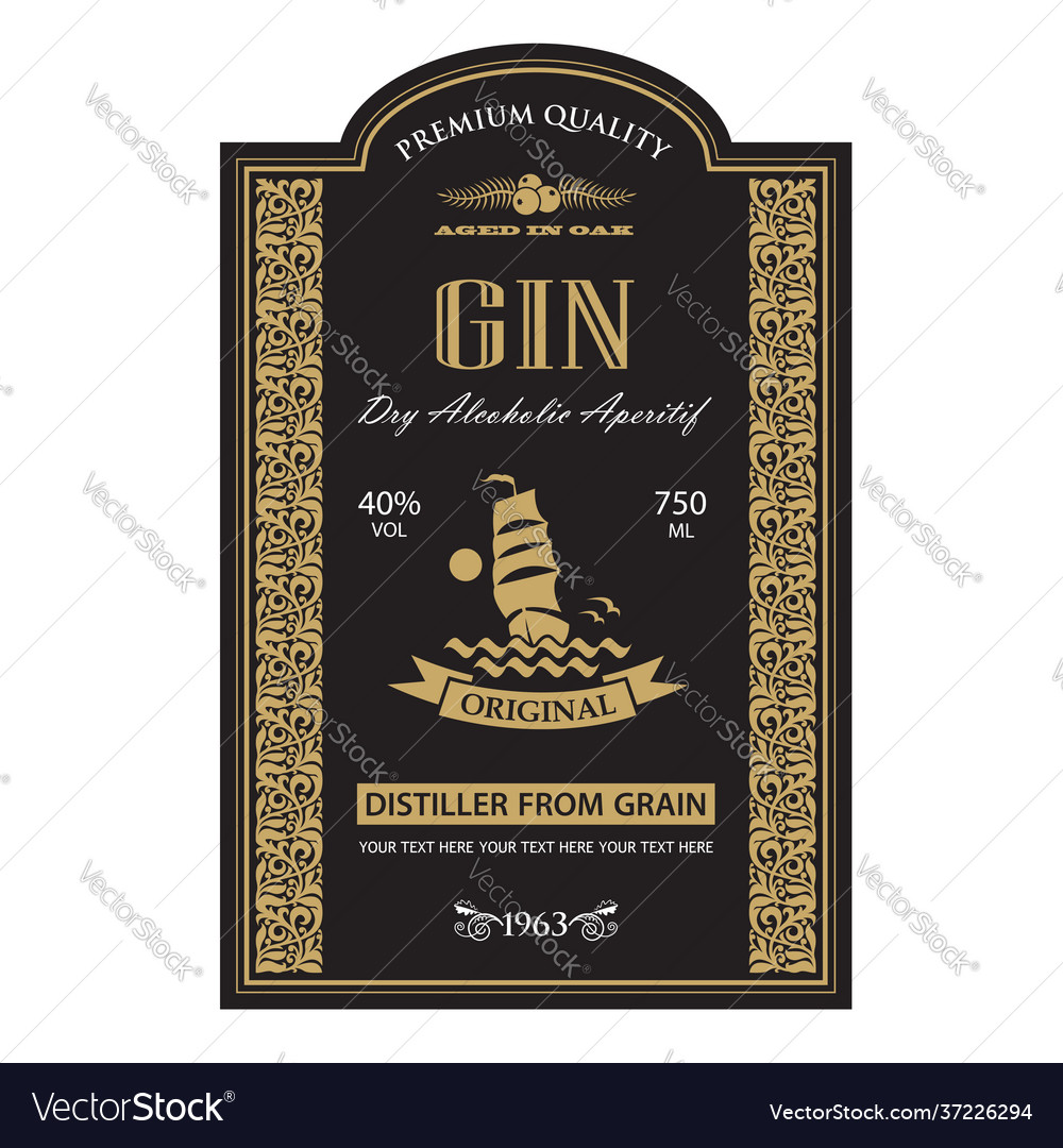 Template gin label Royalty Free Vector Image - VectorStock