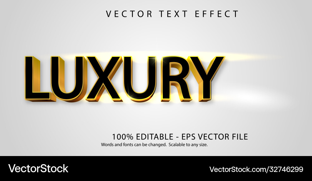 Luxury text shiny gold style editable text effect Vector Image