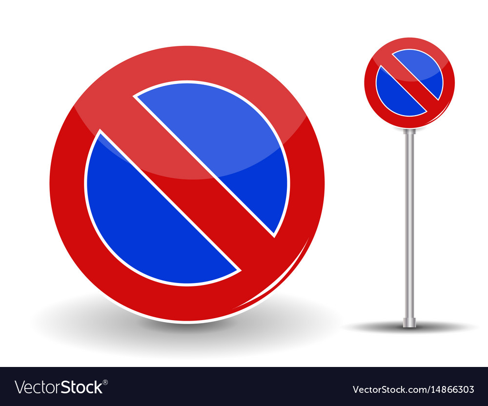 Prohibiting parking red and blue road sign Royalty Free Vector Image ...