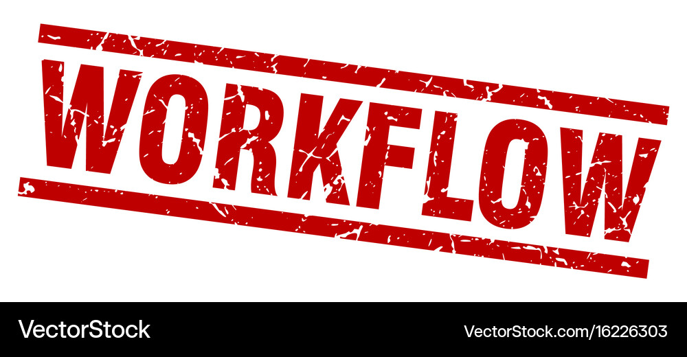 Square grunge red workflow stamp Royalty Free Vector Image