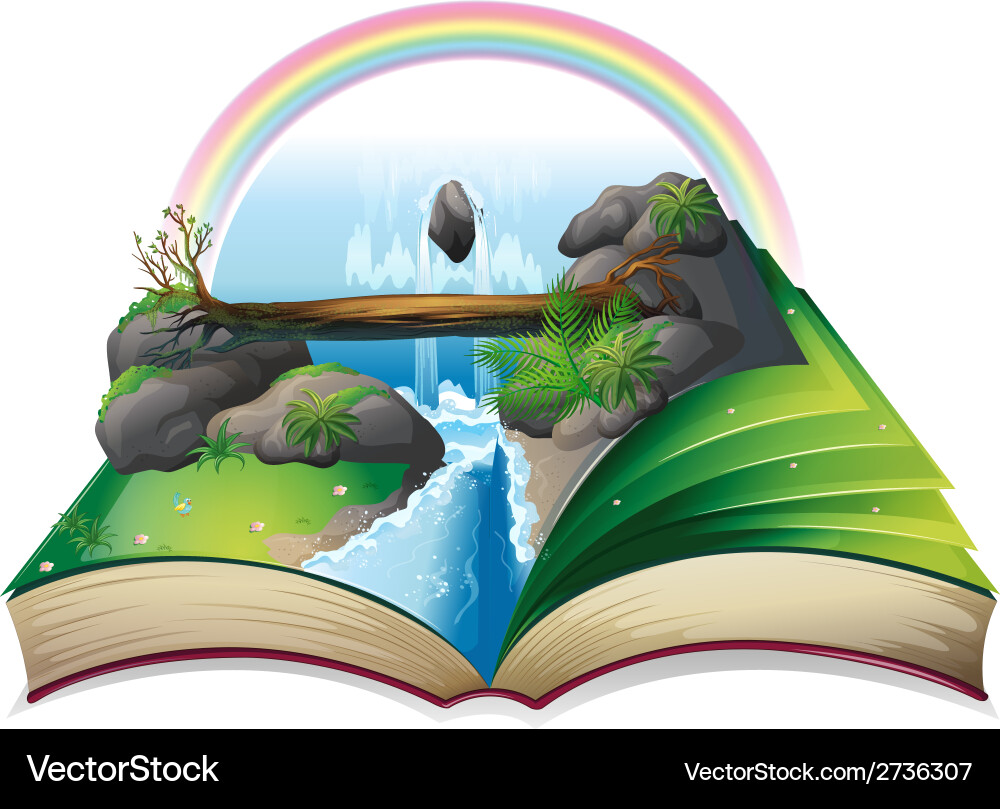 Waterfall book Royalty Free Vector Image - VectorStock