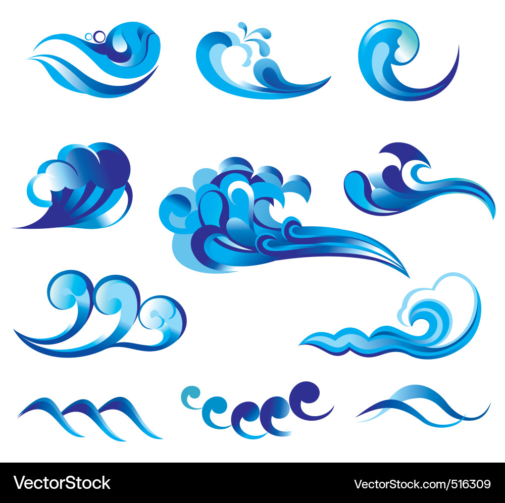 Wave symbols for design Royalty Free Vector Image