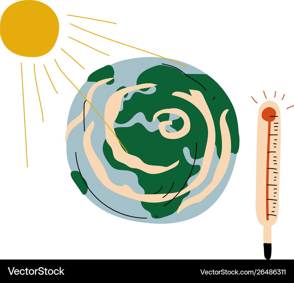 Earth planet and thermometer global warming Vector Image