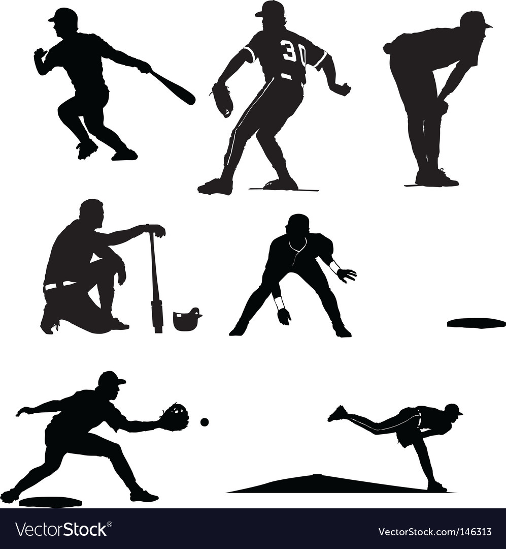 Baseball poses Royalty Free Vector Image - VectorStock