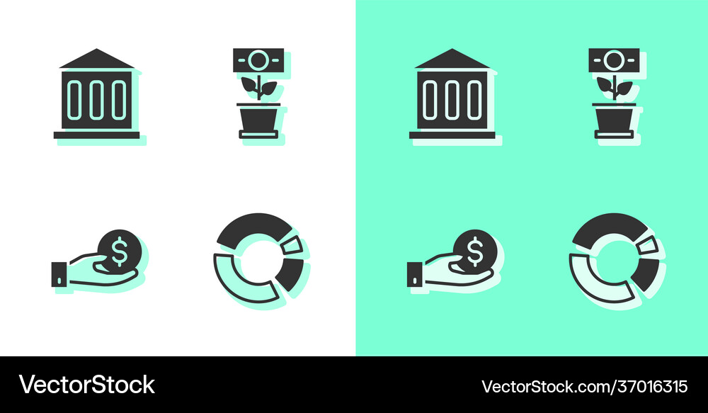 Set pie chart infographic bank building hand Vector Image