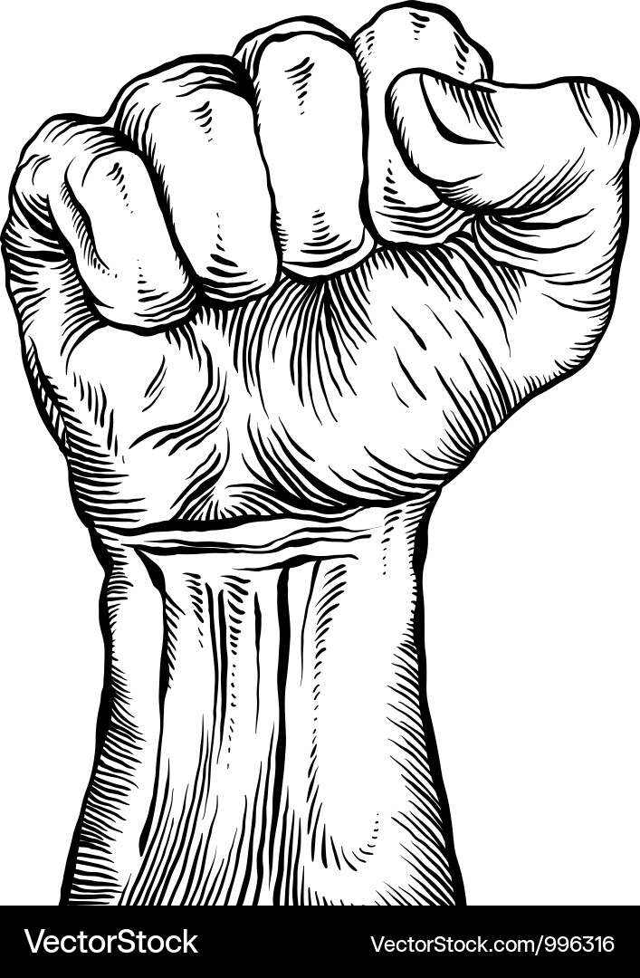 A clenched fist held high in protest Royalty Free Vector