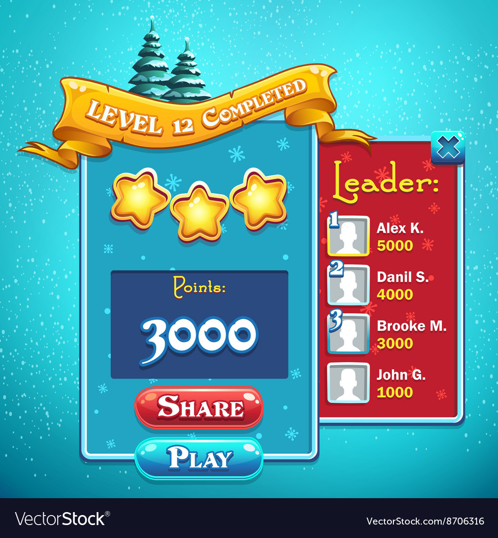 Level completed game window Royalty Free Vector Image