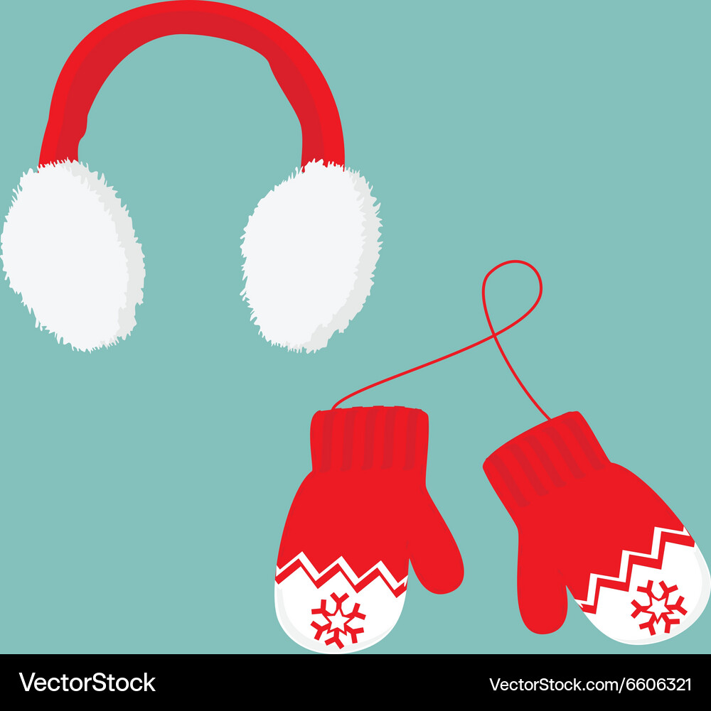 Winter mittens and ear muffs Royalty Free Vector Image