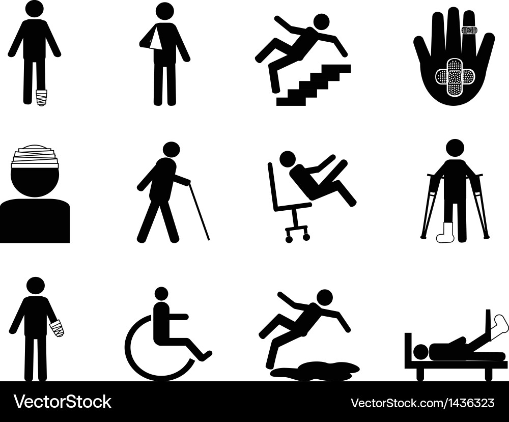 Injury icons set Royalty Free Vector Image - VectorStock