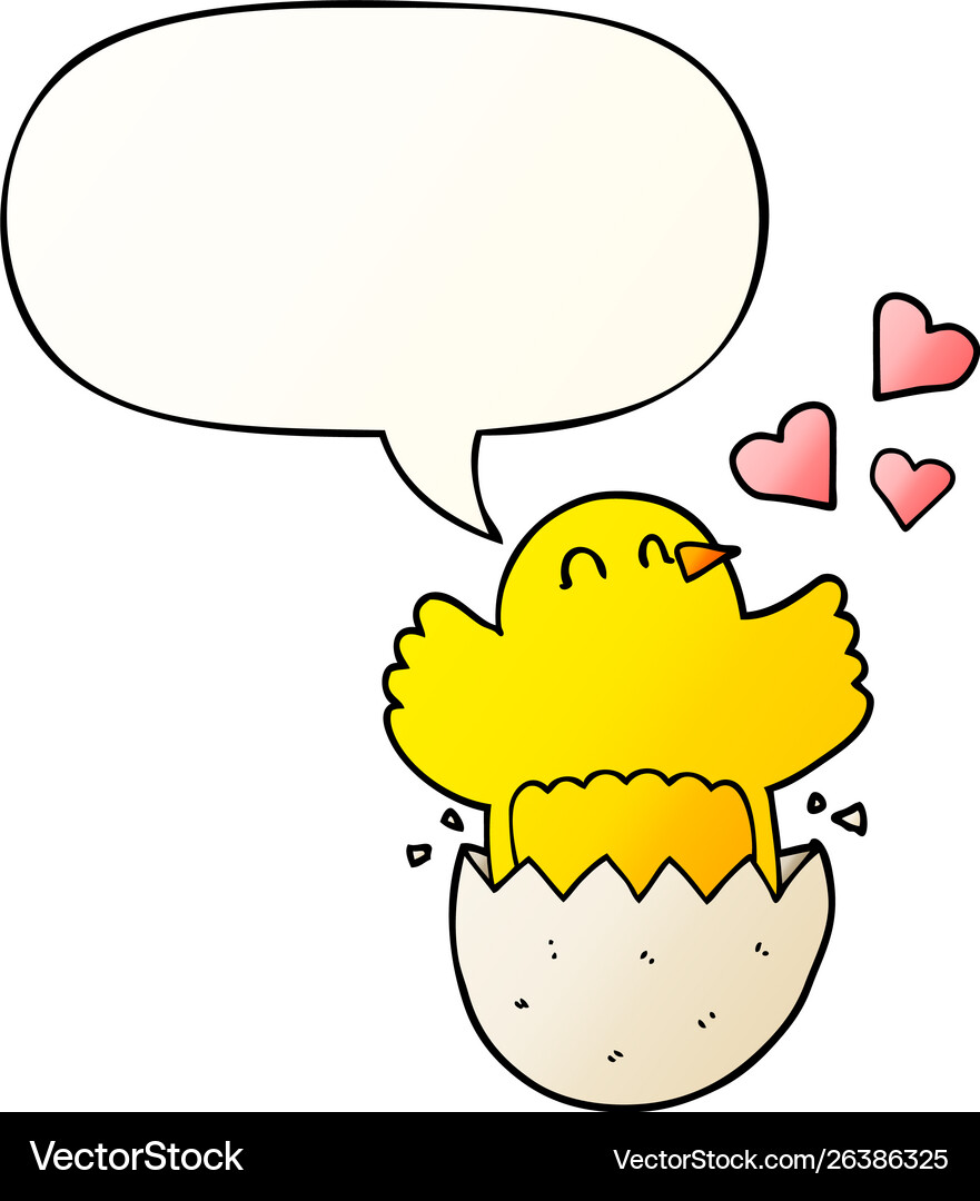 Cute hatching chick cartoon and speech bubble Vector Image