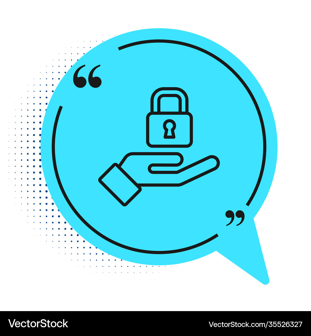 Black line lock in hand icon isolated on white Vector Image