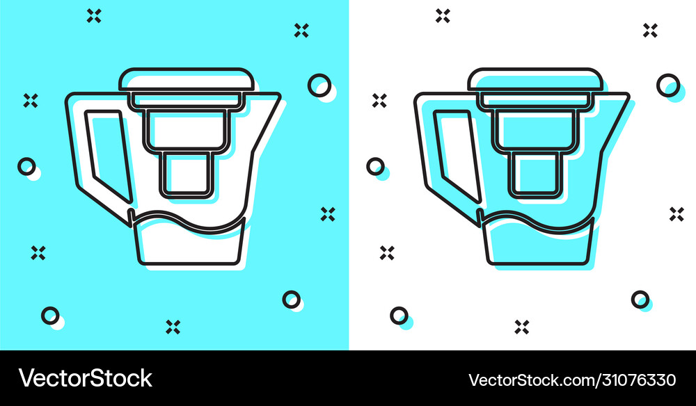 Black line water jug with a filter icon isolated Vector Image