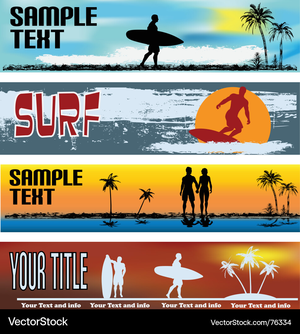 Tropical beach web banner templates Royalty Free Vector