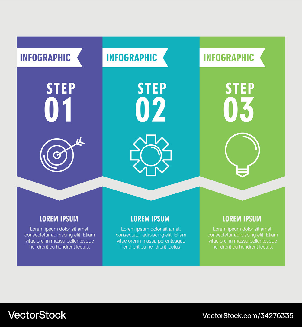 Infographic steps target gear and light bulb Vector Image