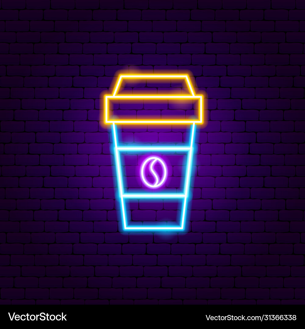 Coffee cup neon sign Royalty Free Vector Image