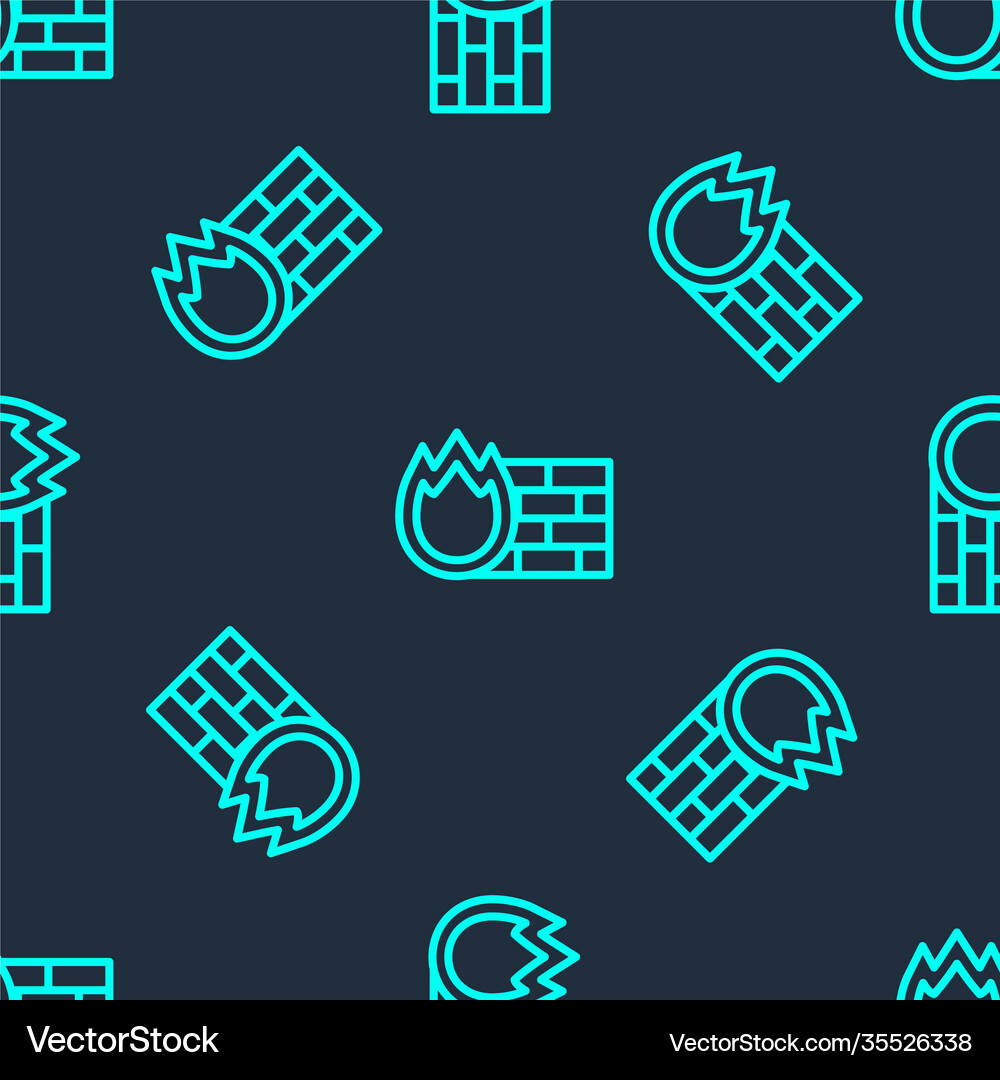 Green line firewall security wall icon isolated Vector Image