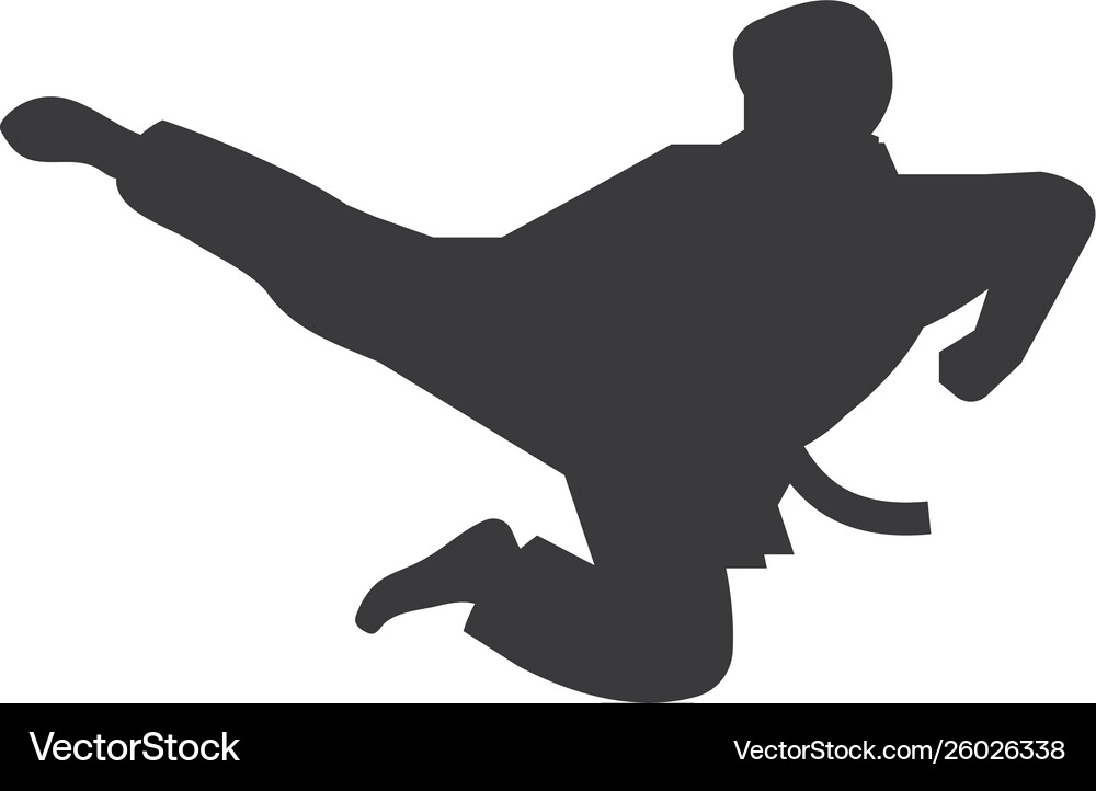 Karatetaekwondo kick logo template Royalty Free Vector Image