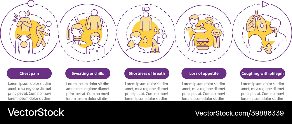 Pneumonia signs infographic template Royalty Free Vector