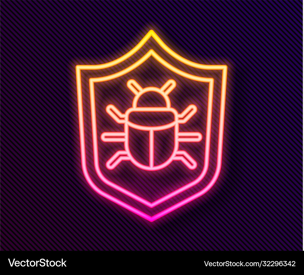 Glowing neon line system bug concept icon isolated