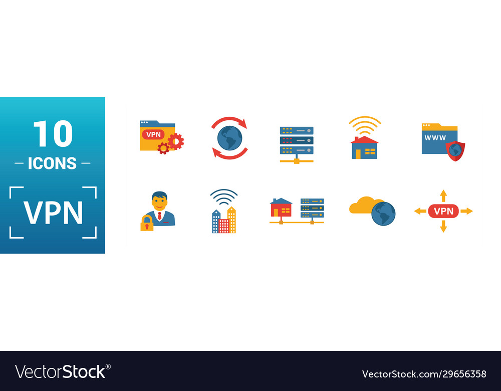 Vpn icon set include creative elements archiving Vector Image