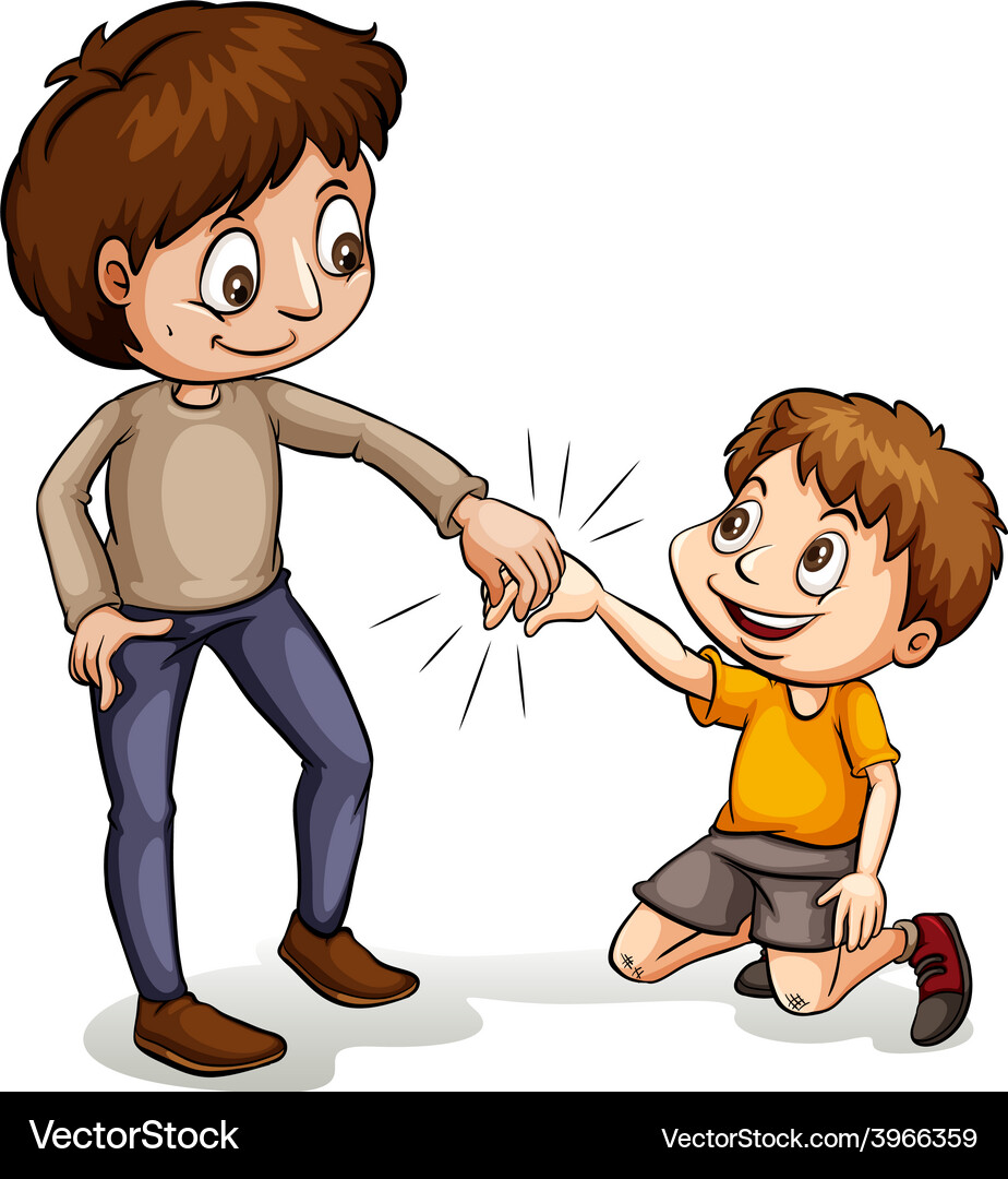 A man helping young boy Royalty Free Vector Image