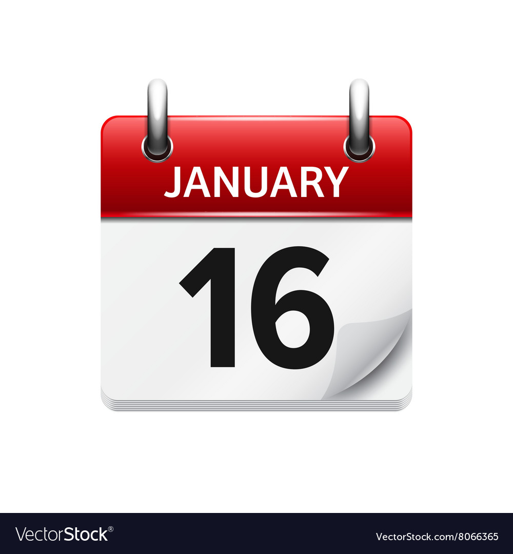 January 16 flat daily calendar icon Date Vector Image January 16 flat daily calendar icon Date Vector Image