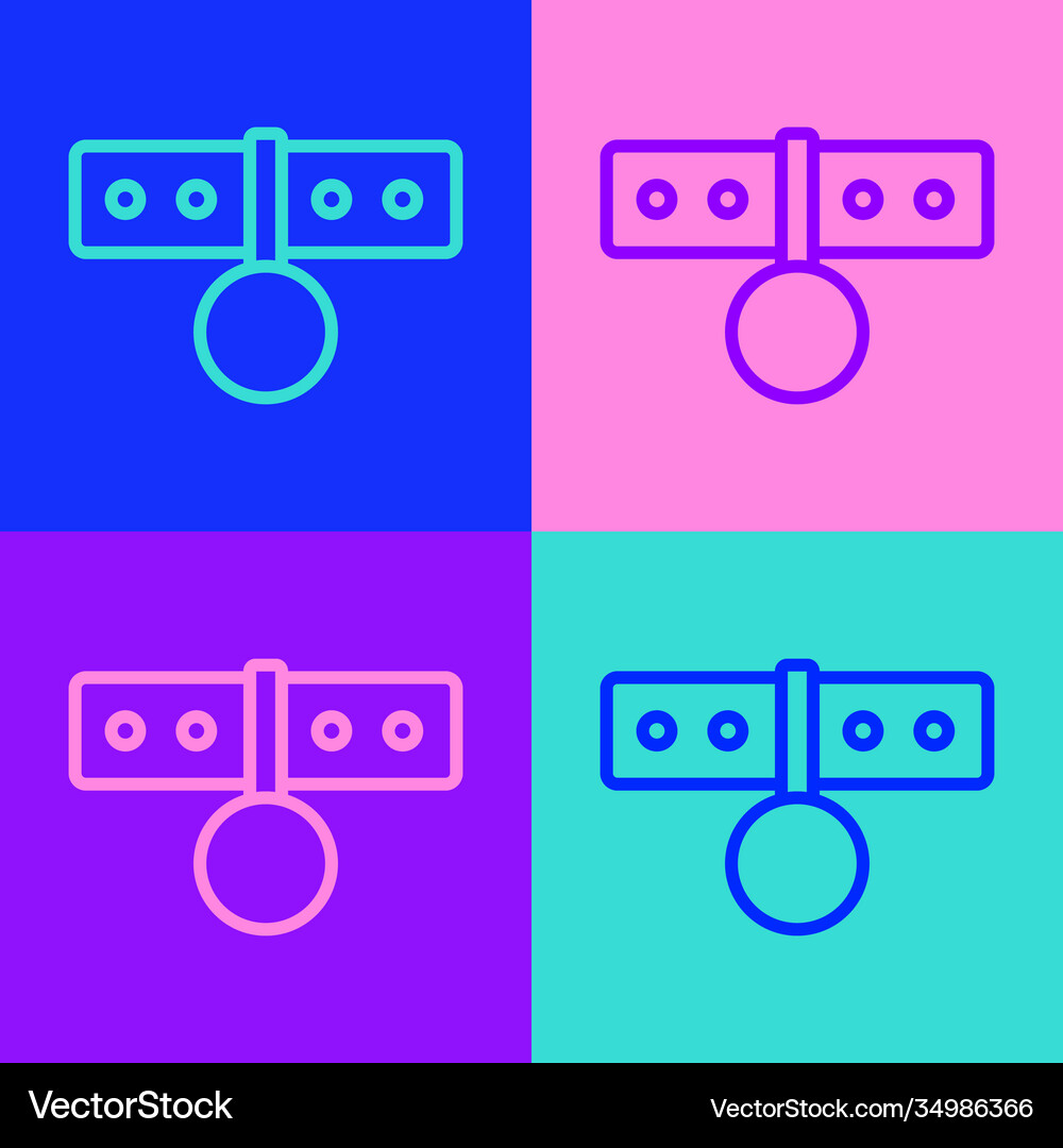 Pop art line collar with name tag icon isolated Vector Image